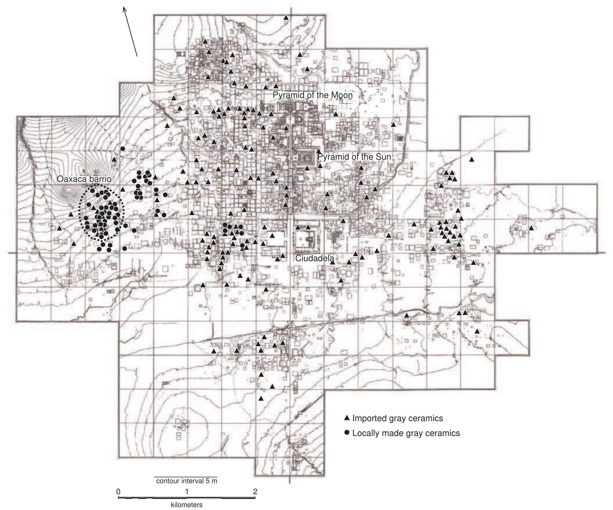 Map of teotihuacan, showing the location of the oaxaca