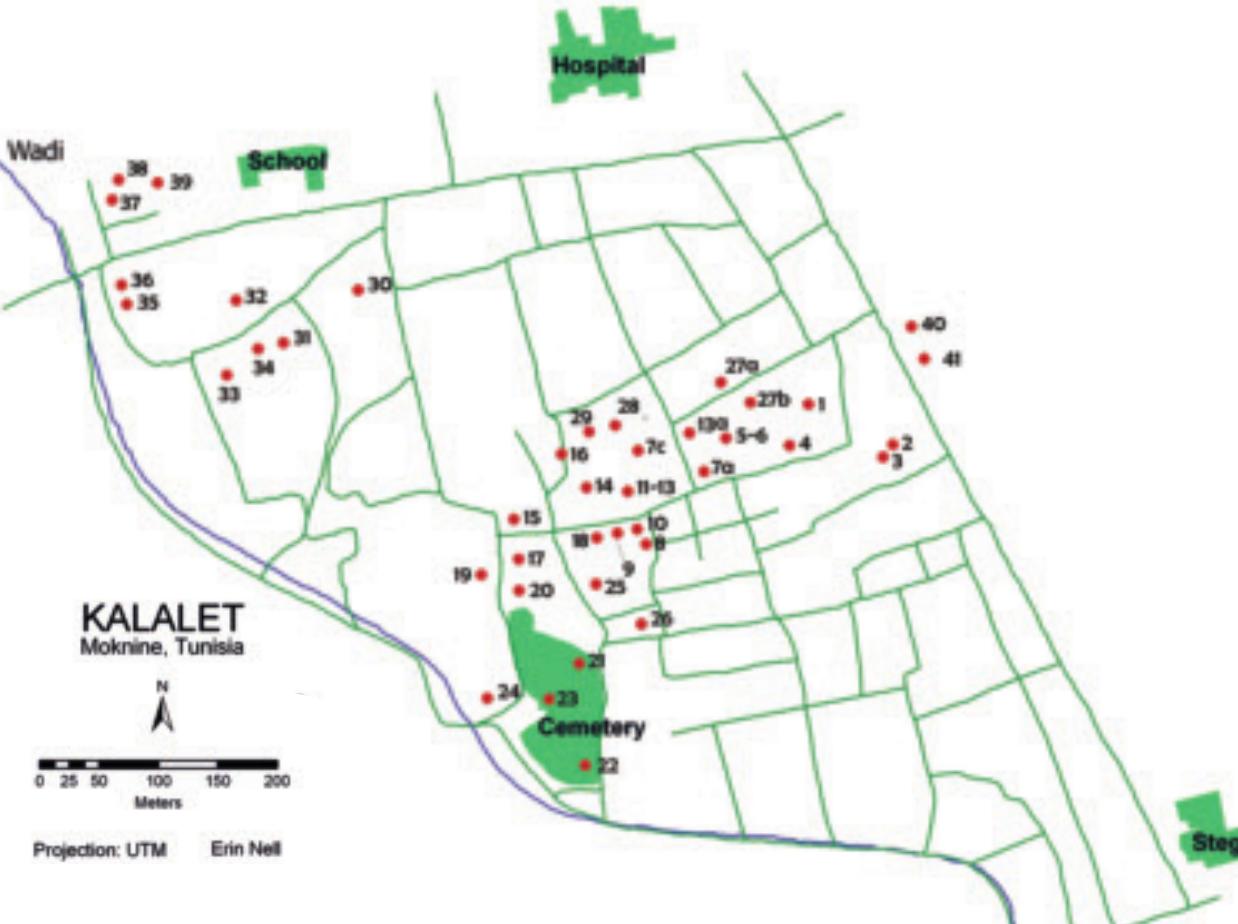 Map of moknine potters’ quarter (kalalet) with the location