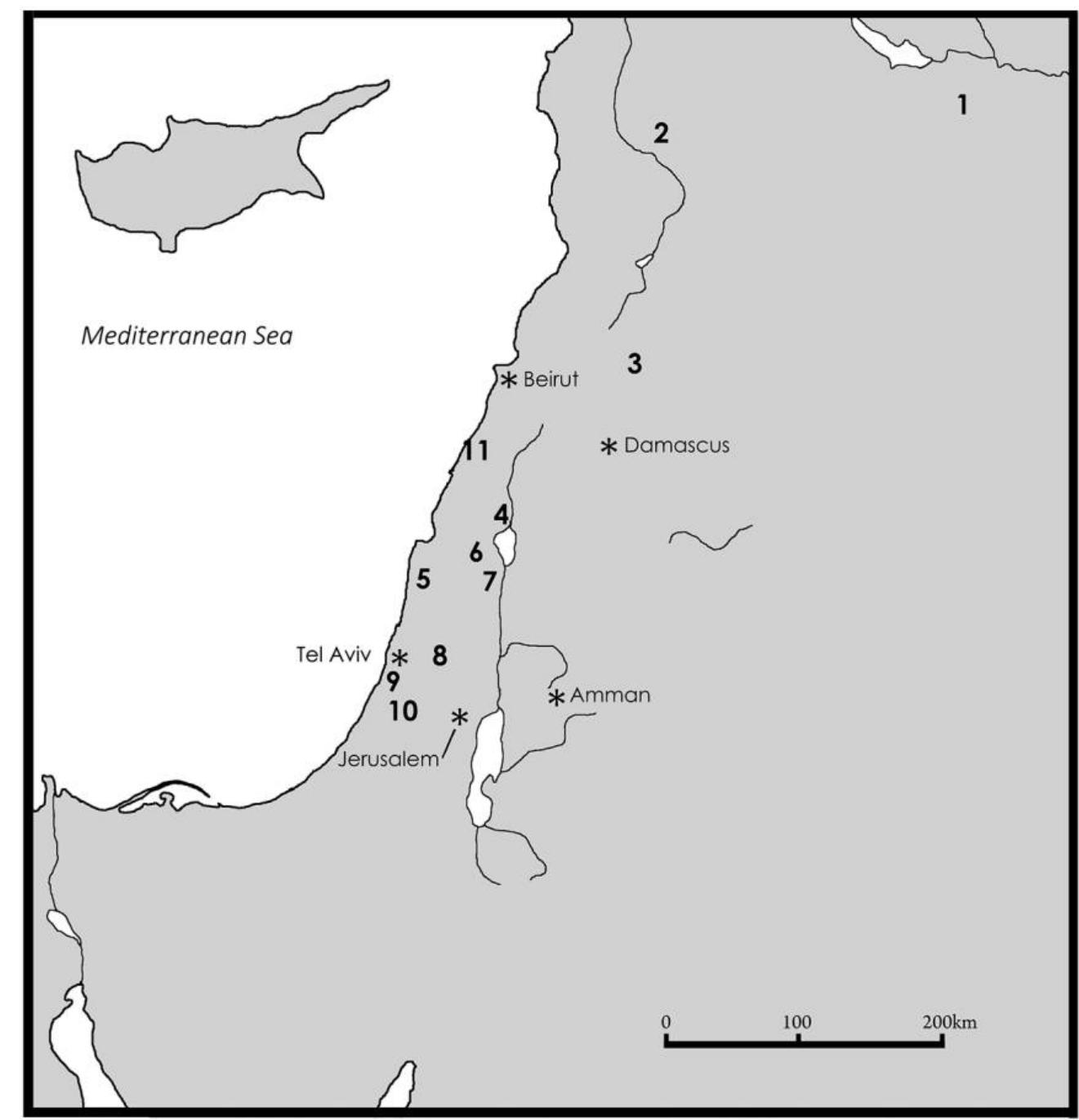 Map showing some of the middle pleistocene and earlier sites