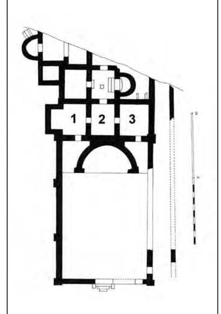 Plan of the basilica in aquae iasae in its constantinian