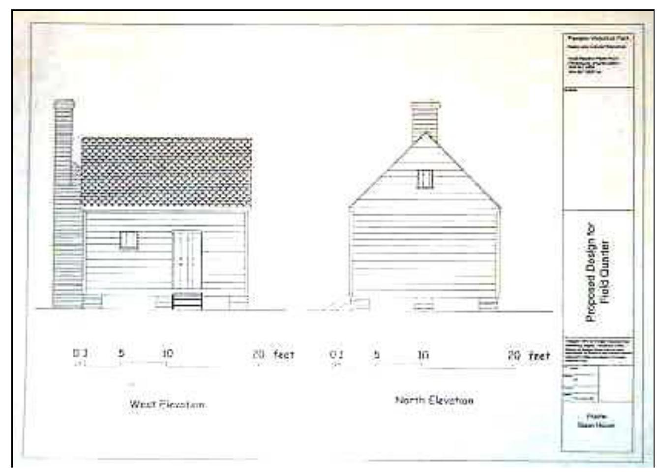 conjectural drawing of typical antebellum frame field