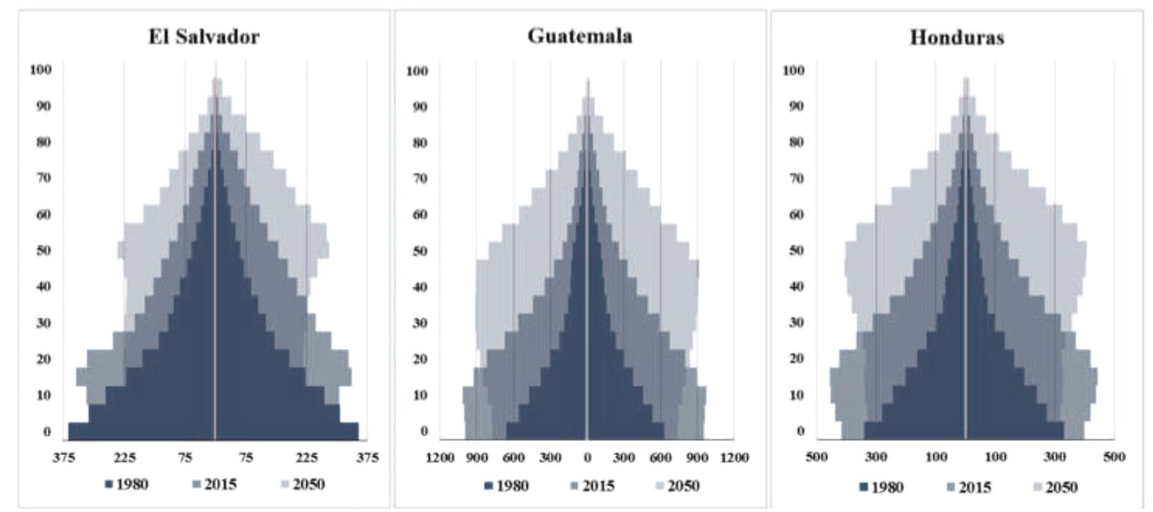 Age pyramid of the population of t. nca countries
