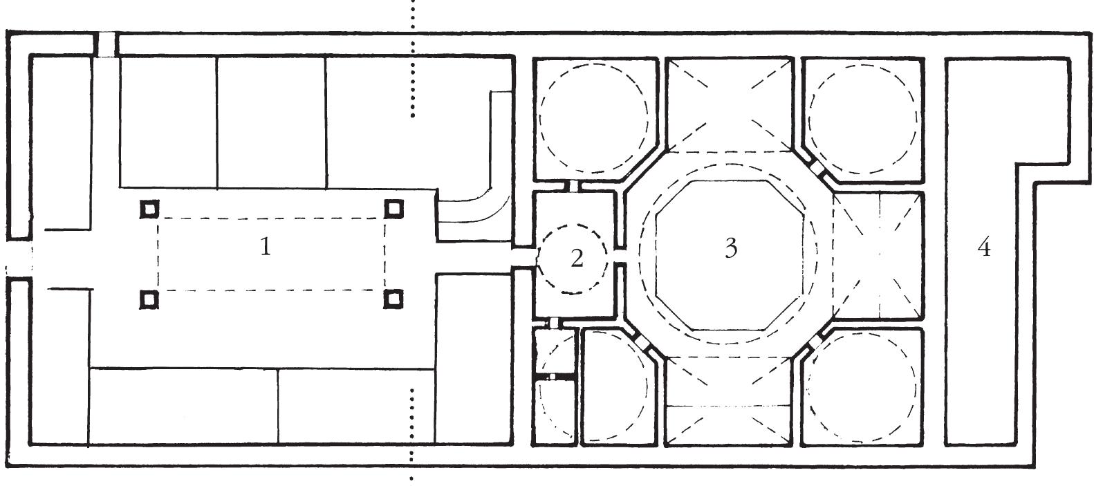 Plan of the aga hamam, originally built in 1562, refurbished