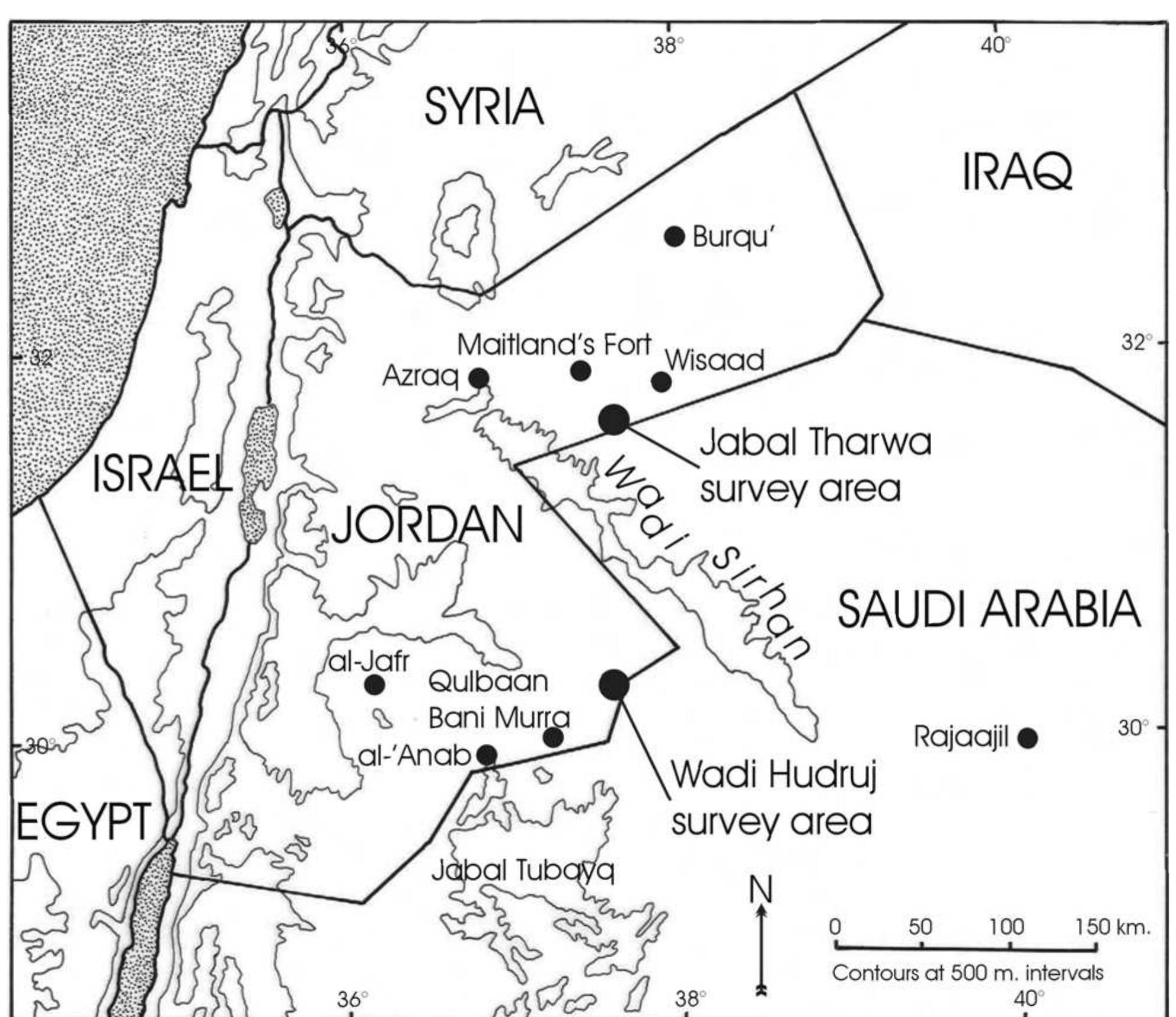 Regional map showing survey areas and sites mentioned 1n