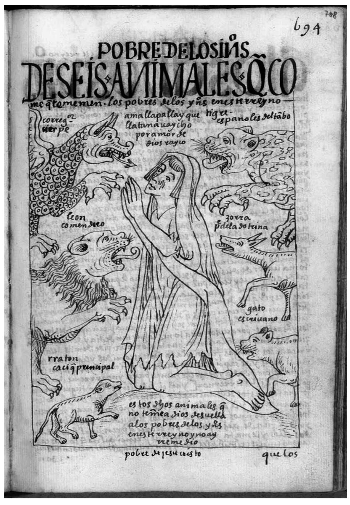 6 line drawing by felipe guaman poma de ayala, corénica