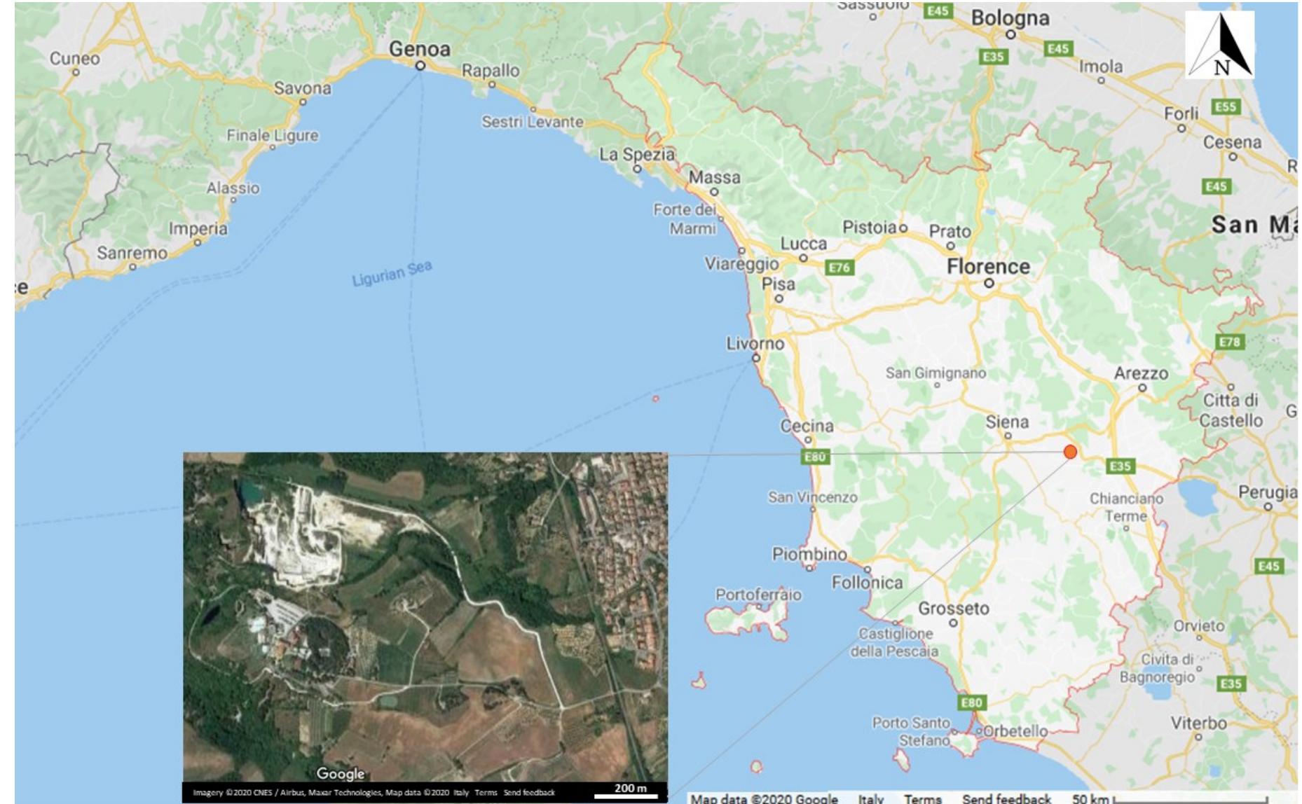 Map of the tuscany region showing the location of terme san