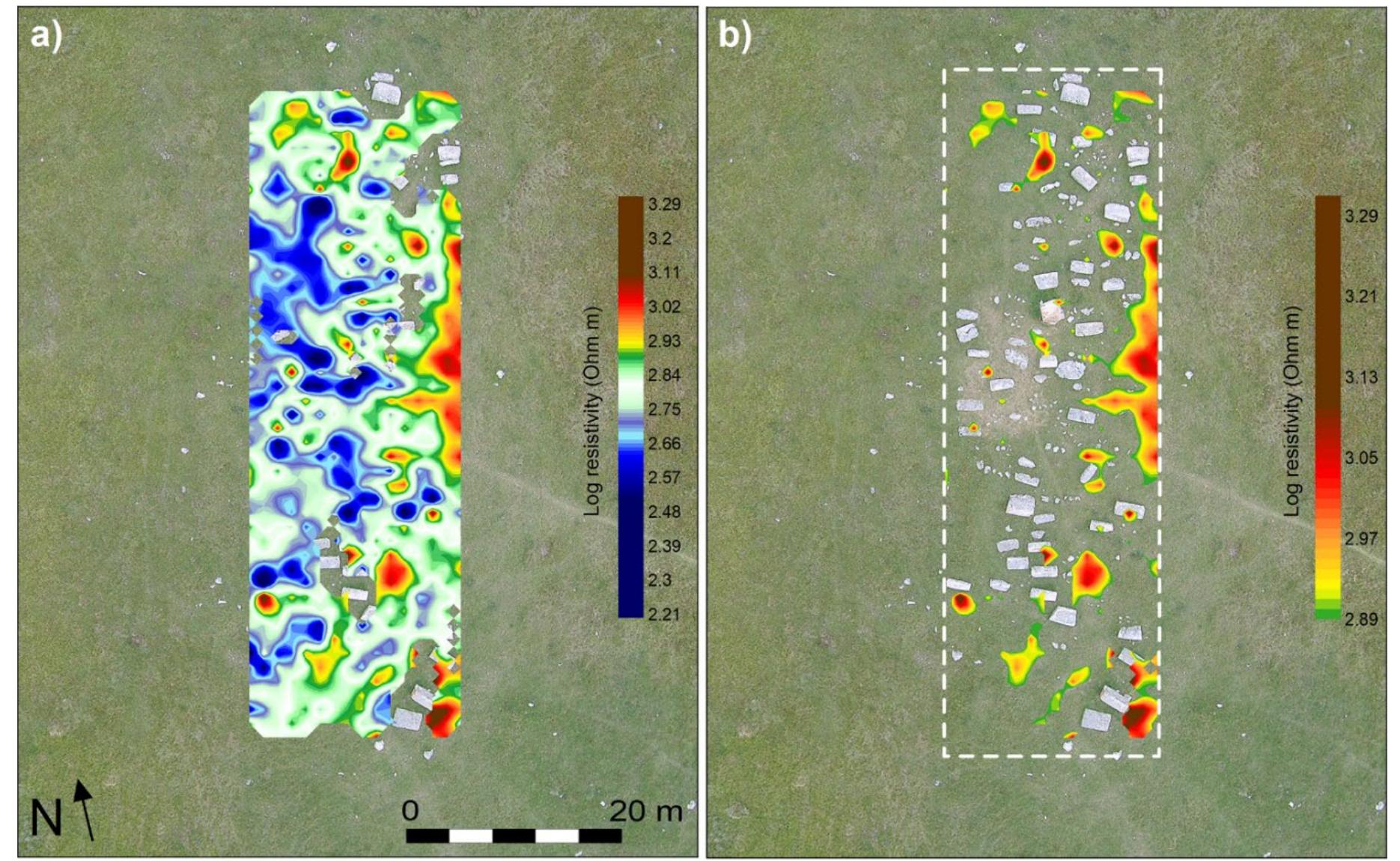 Stecci of novakovici: electrical resistivity map relative to