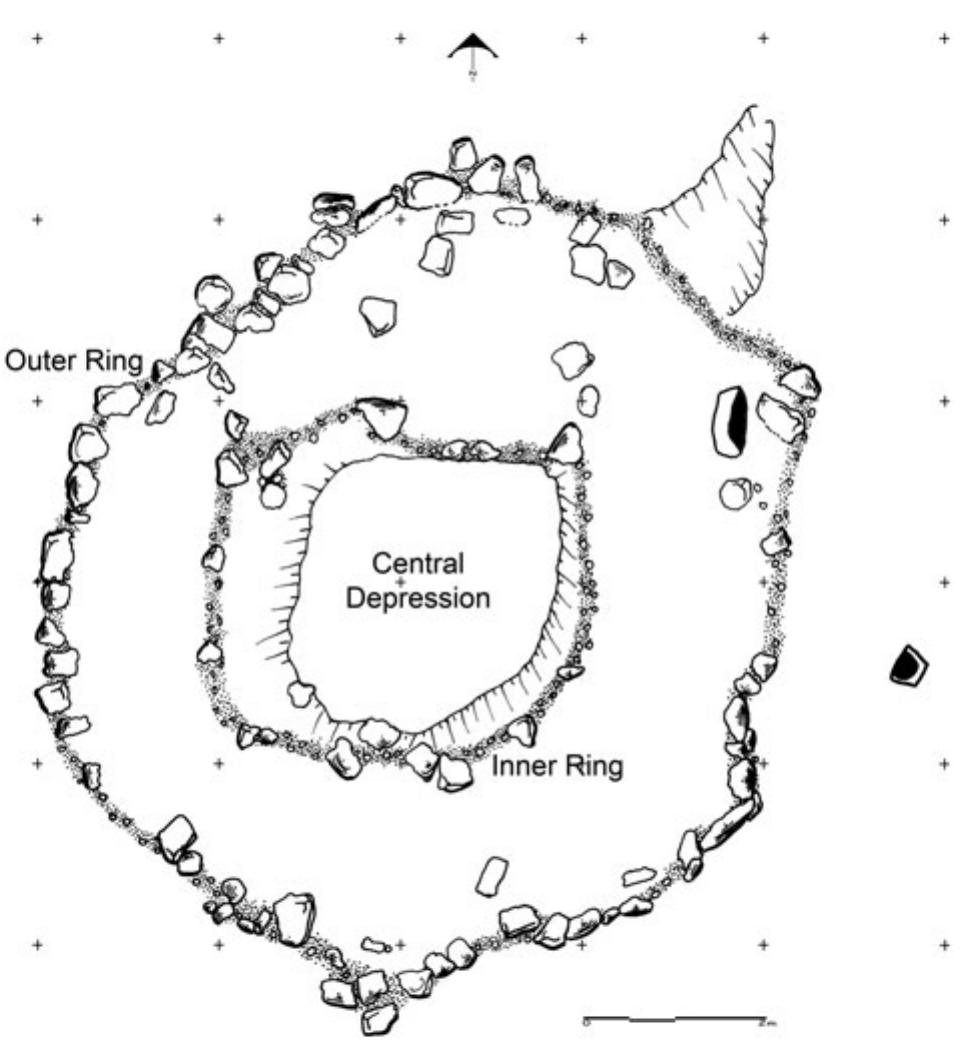 Top-down schematic drawing of an oxkintok annular pit-kiln