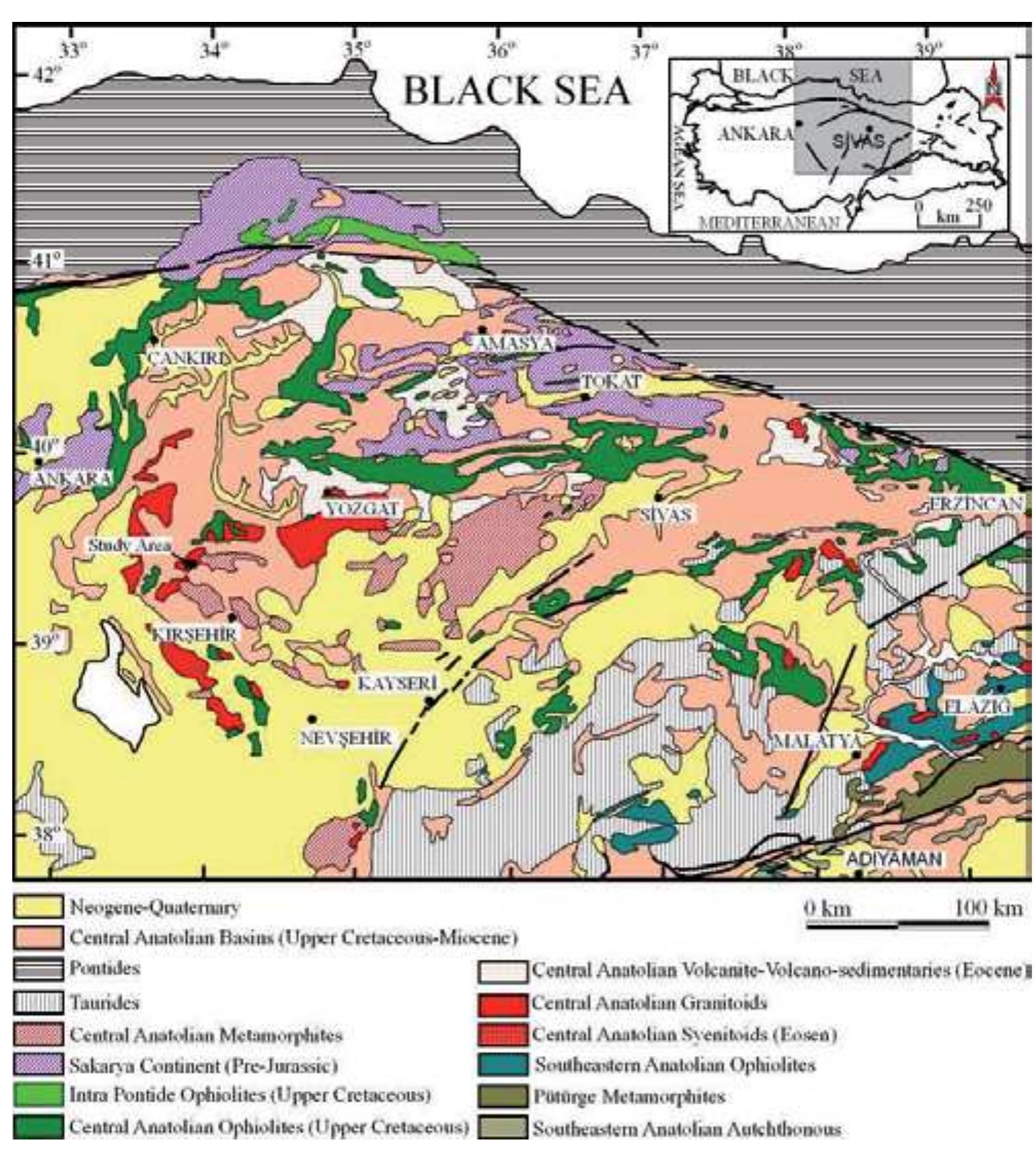 A > a the regional geological map of the study area [7-11].