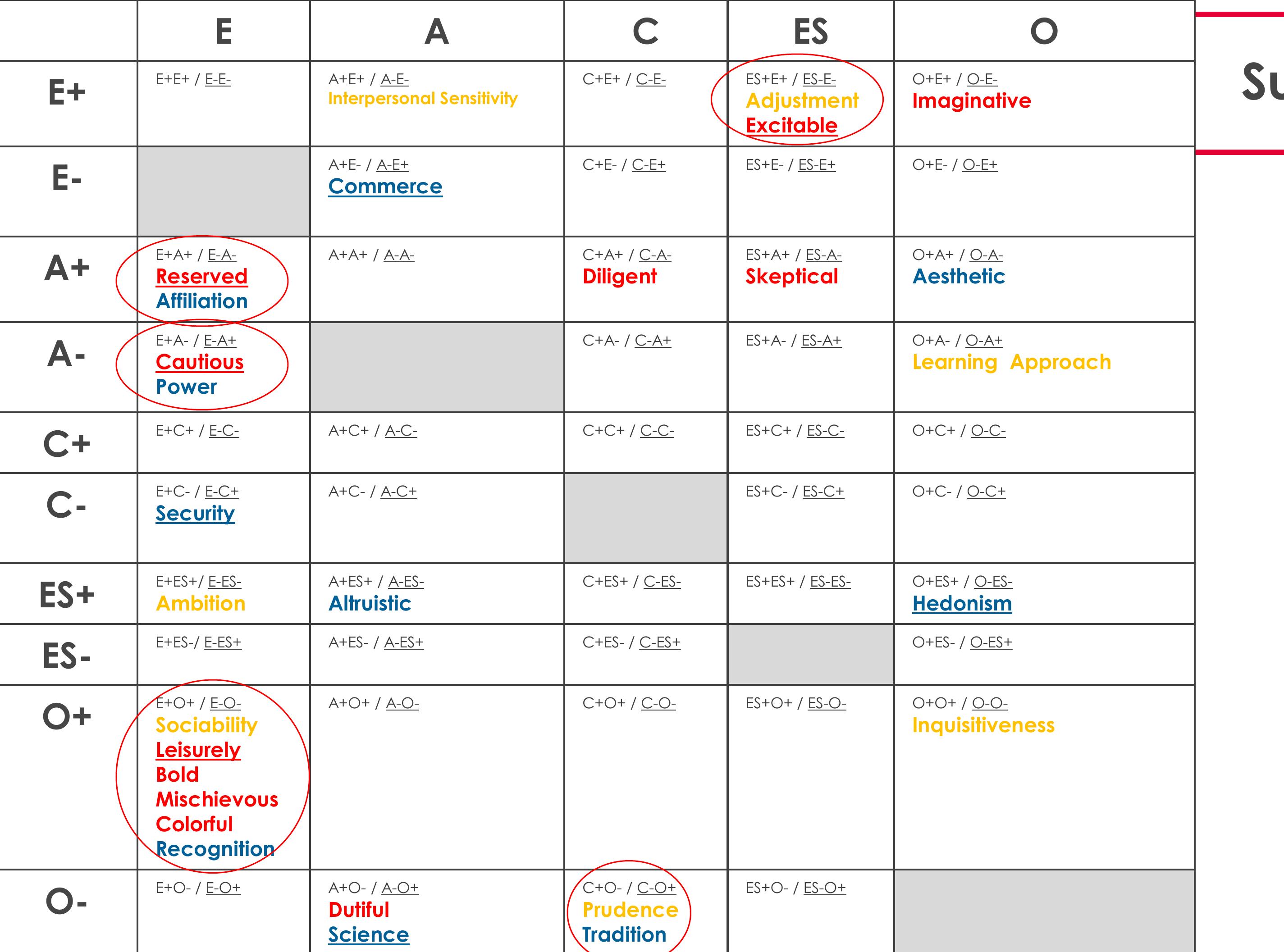 Table 6 - Mapping Hogan Bright Side, Dark Side and Inside