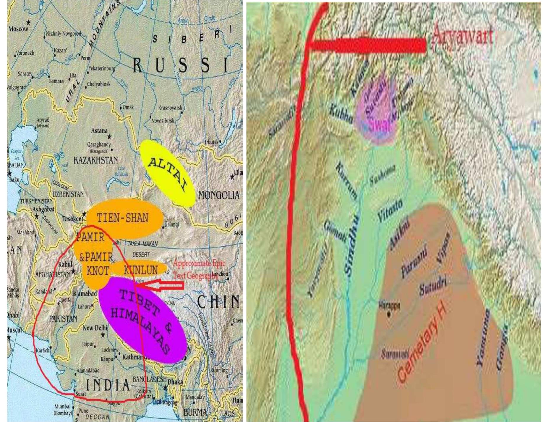 Maps of natural boundaries and language-cultural zone of