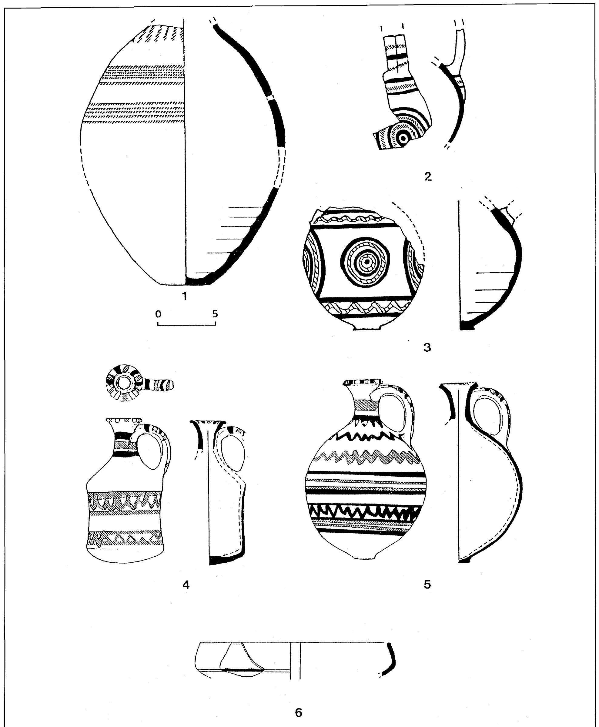 Middle bronze age painted jugs and juglets and a monochrome