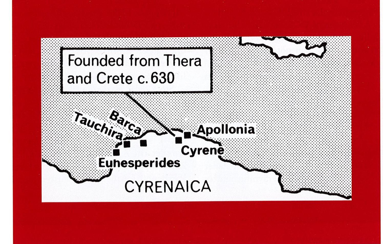 Karta over omradet kyrenaica i norra libyen med de mest