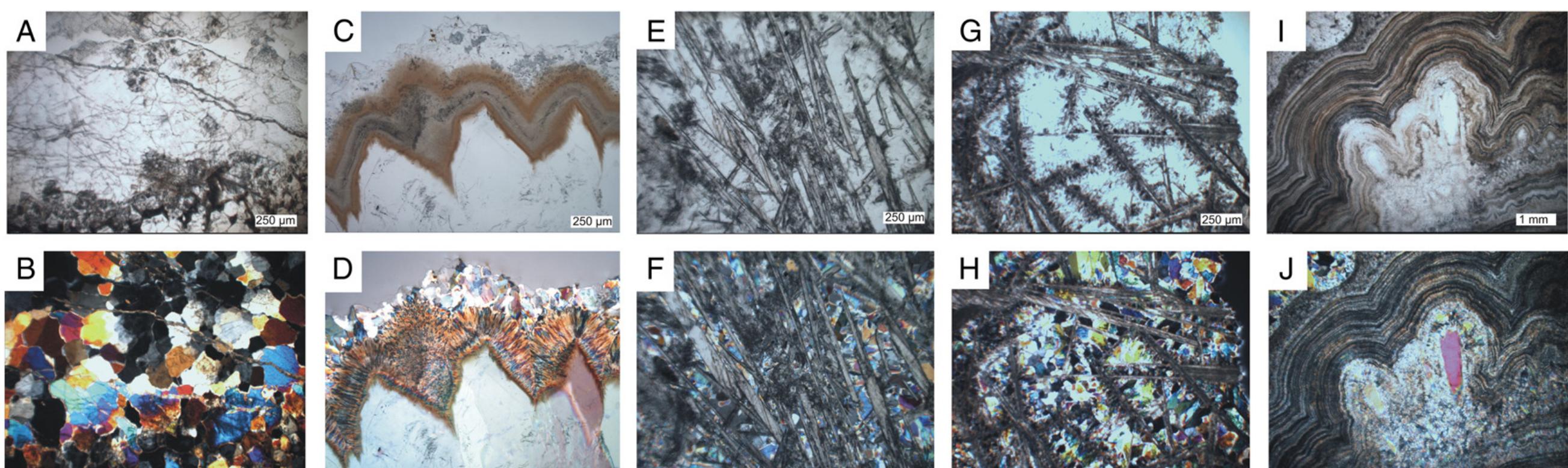 X. 6. photomicrographs of mineral textures observed in