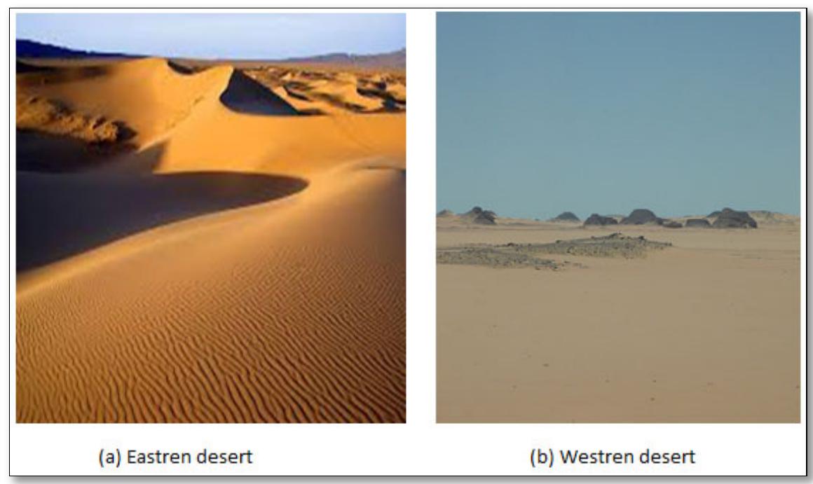 Nature of eastern and western deserts of egypt. therefore,
