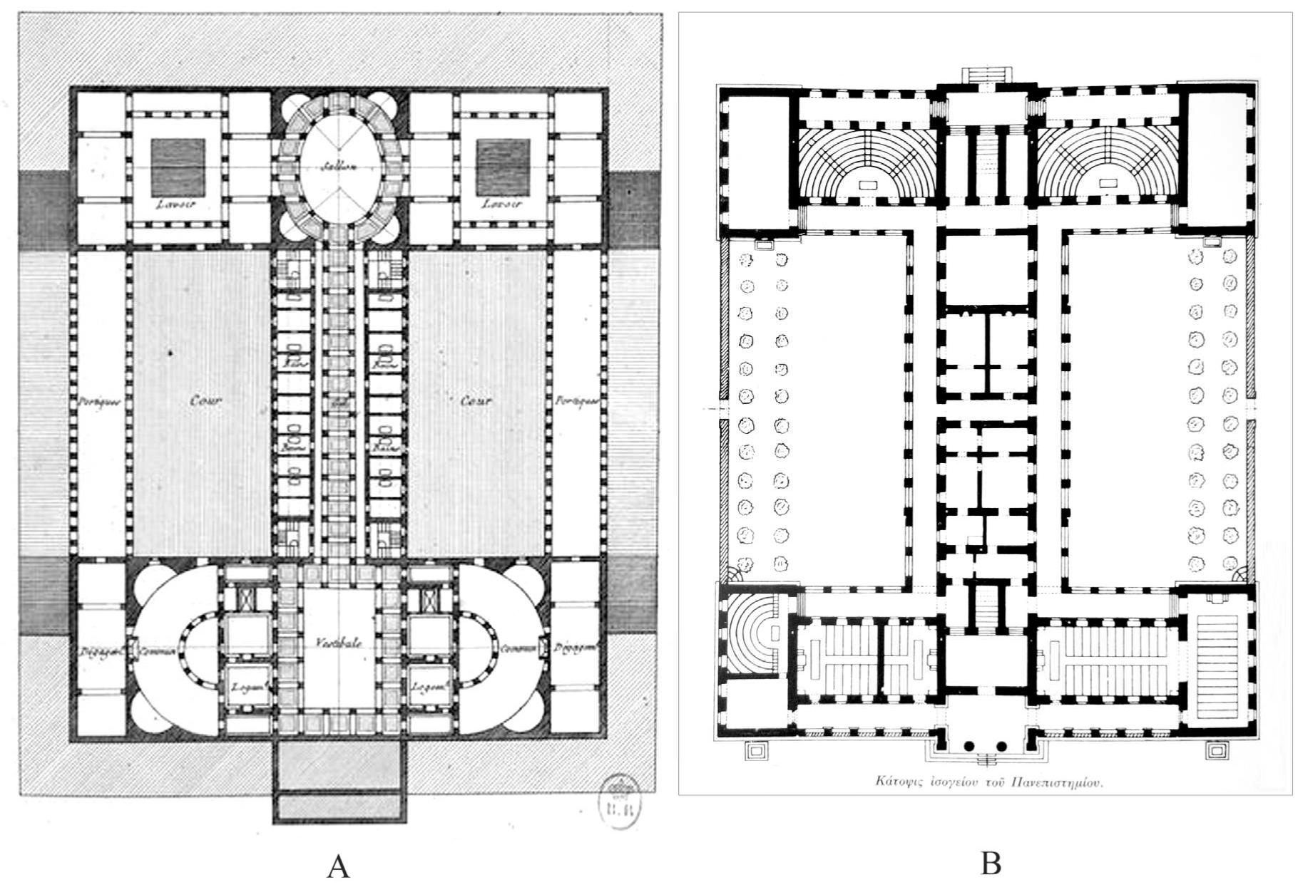 The neoclassical layout of hansen’s university. a. ‘oikema’