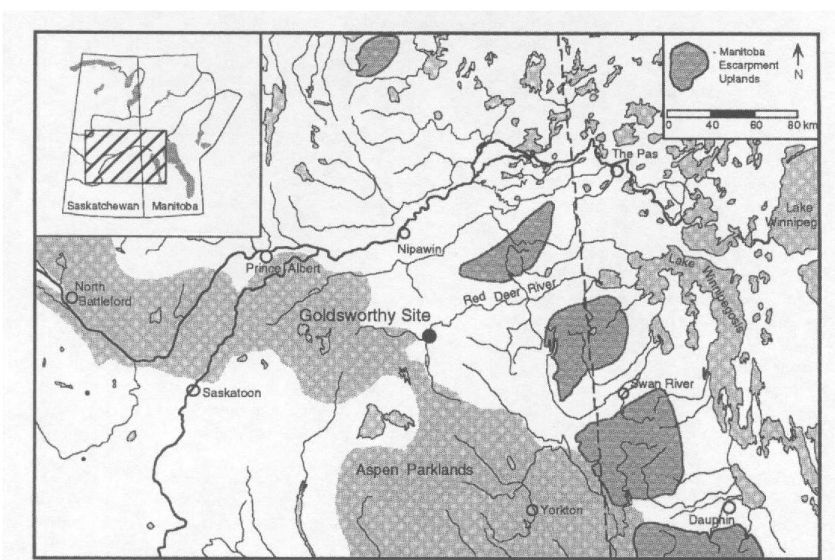 Map showing the location of the goldsworthy site in east