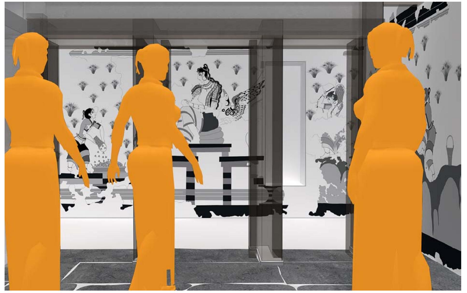 Model visualising the architecture, wall-paintings and