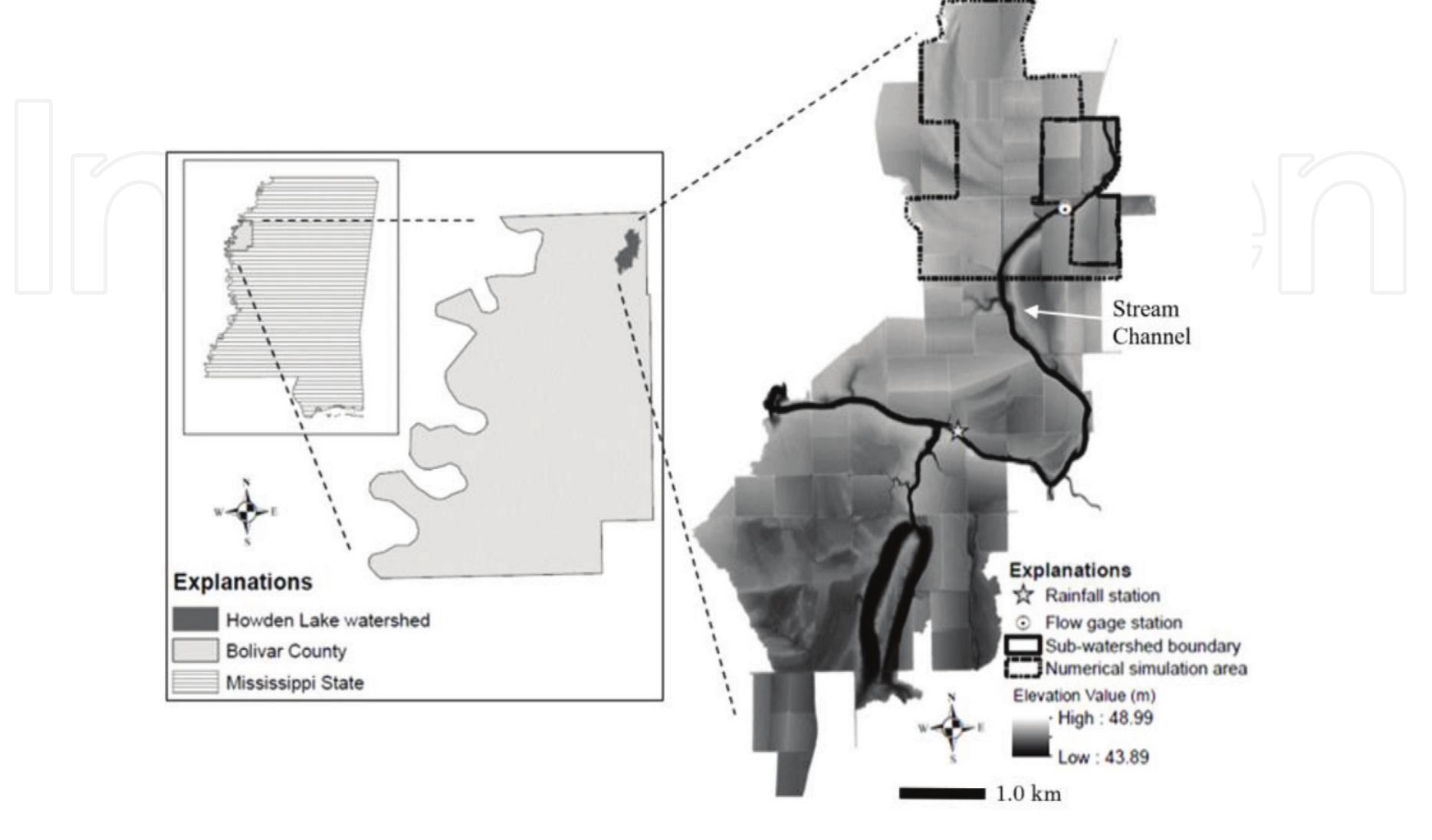 Location and topography of the howden lake watershed. dashed