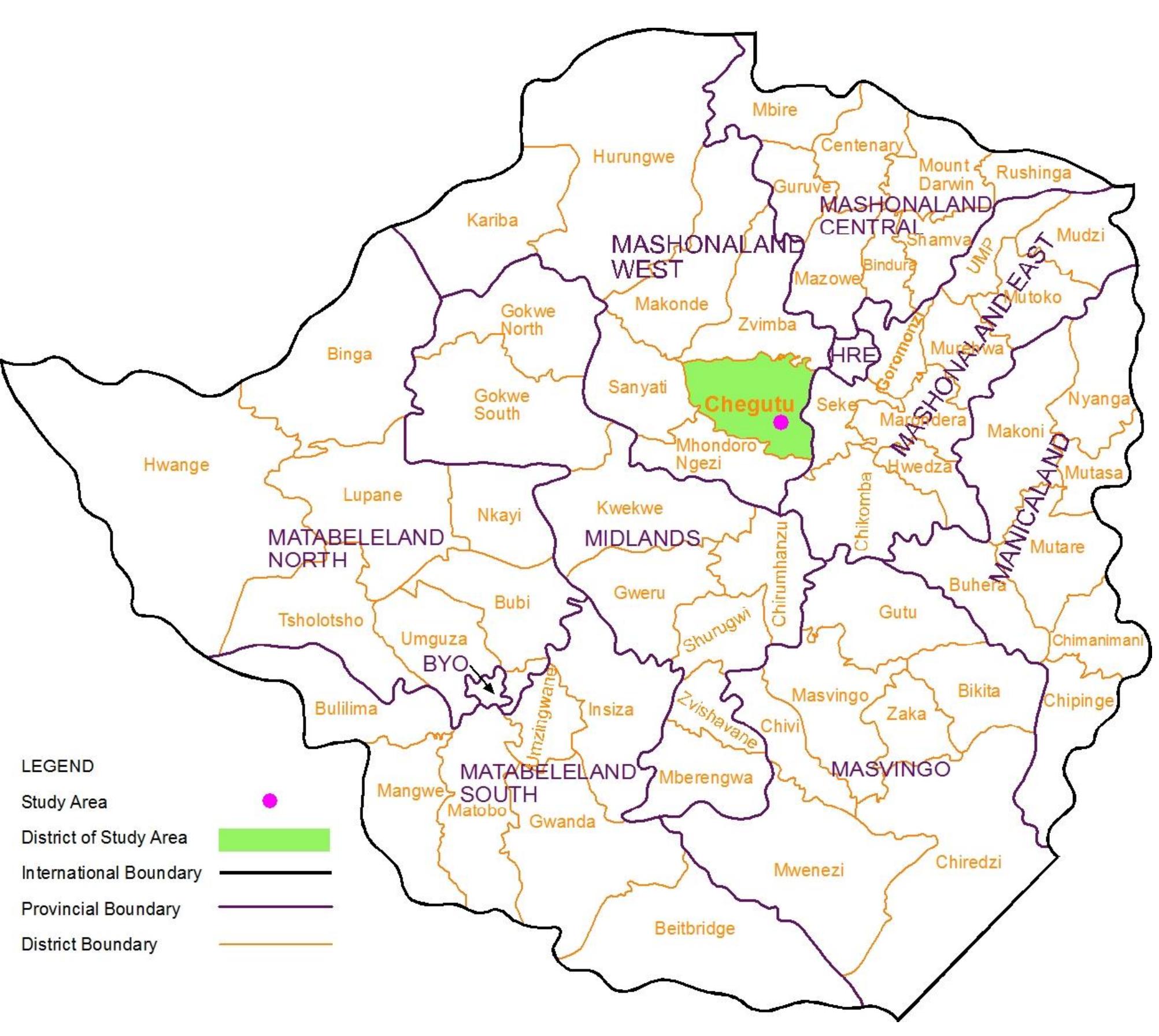 map of zimbabwe showing location of mashayamombe the map