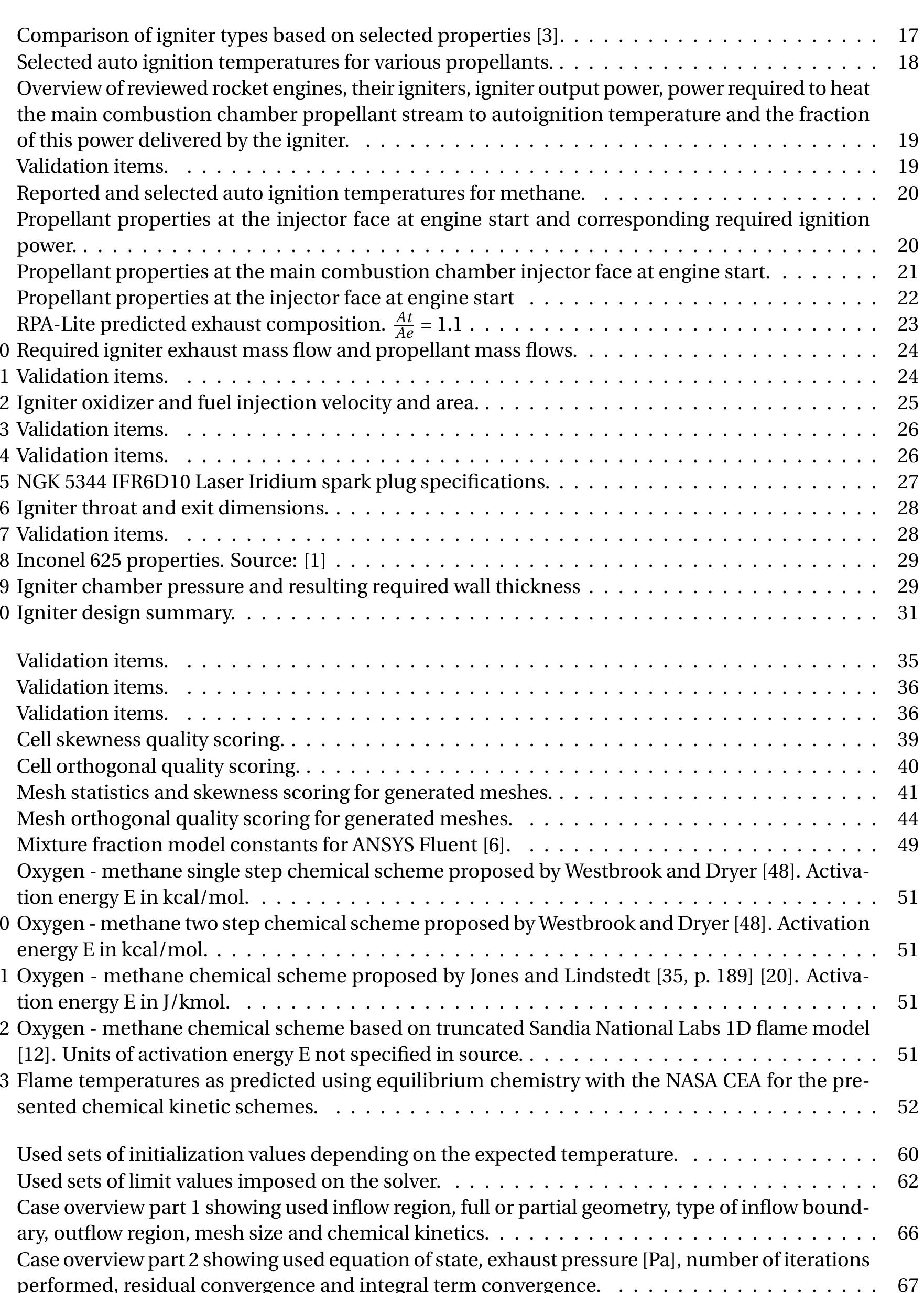 Table 4 - from Ignition modeling in methane-oxygen rocket