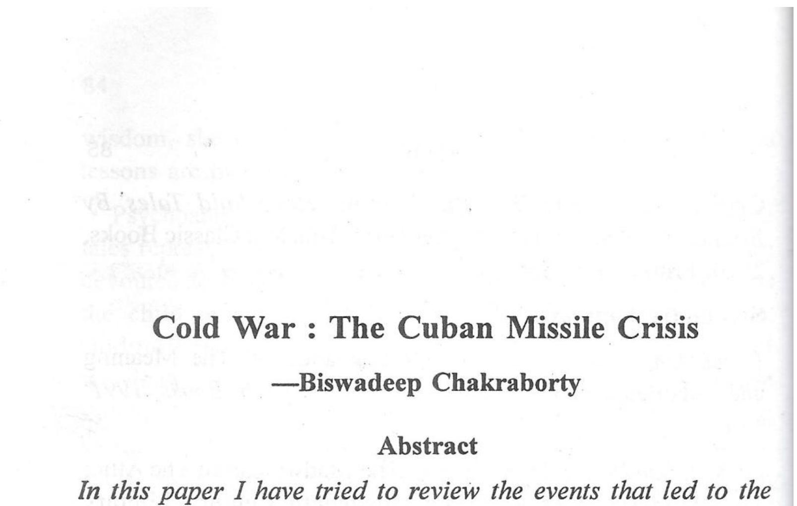 Figure 6 - Cold War: Cuban Missile Crisis