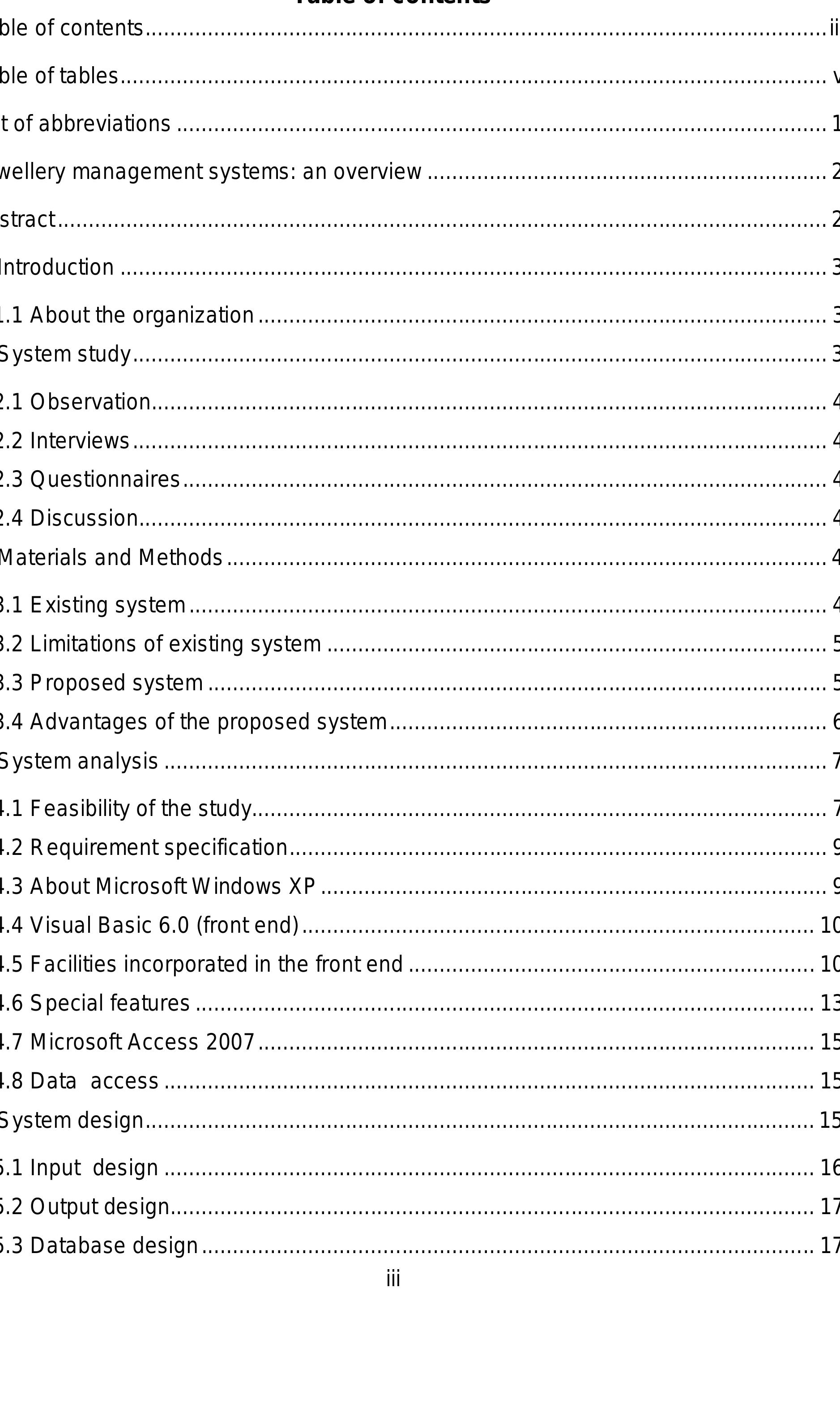 Table 1 - Jewellery management systems: an overview