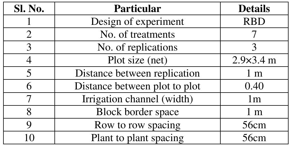 Details of layout plan of the experiment chilli seeds