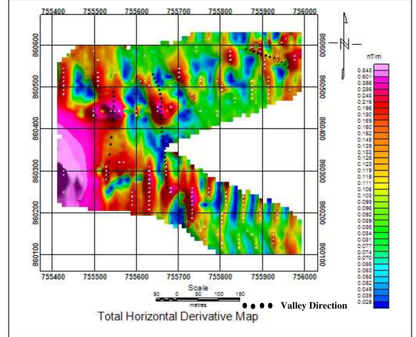 Total horizontal derivative (thd) map of the study area.