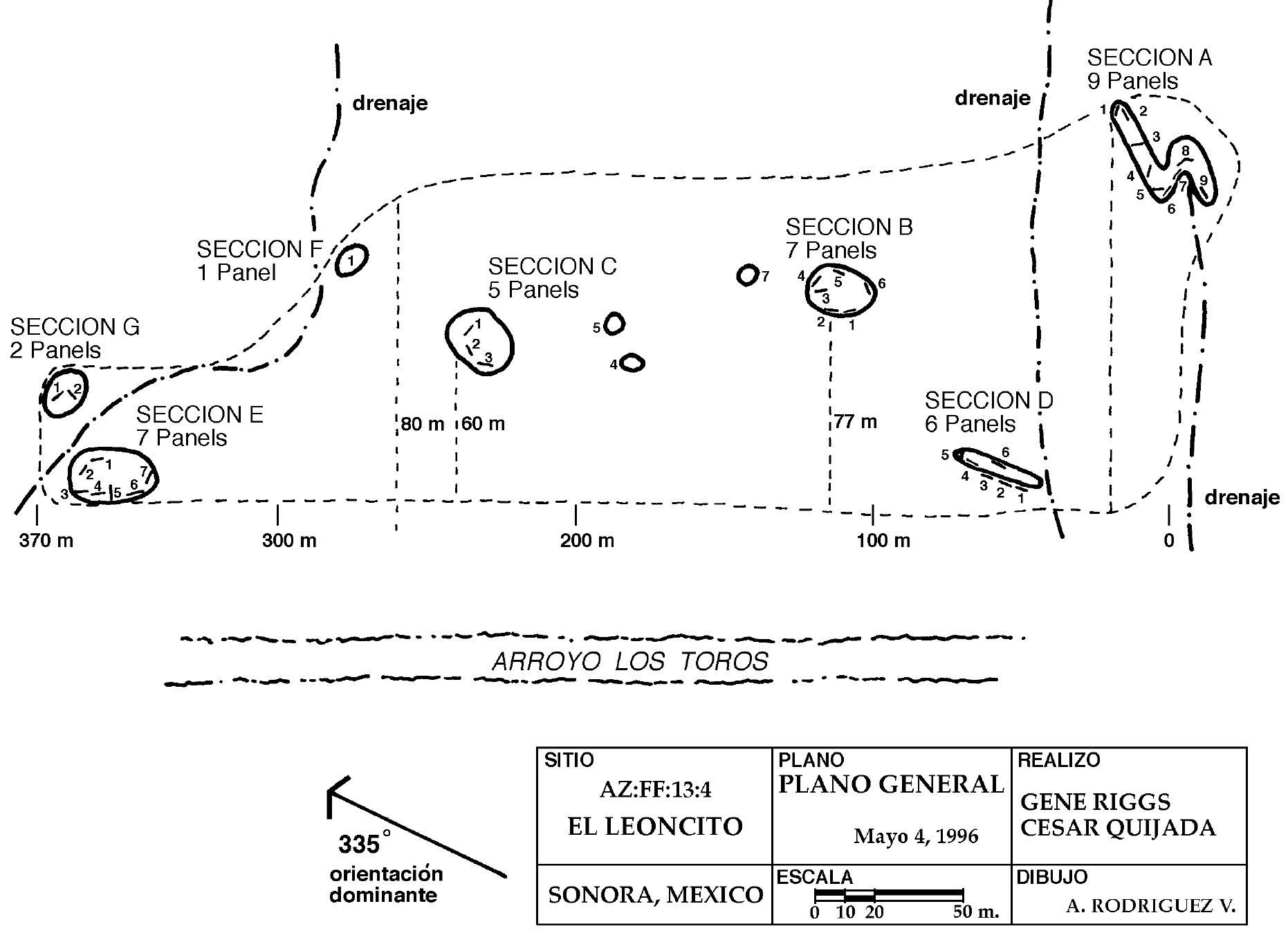 Map of the entire rock art area of “el leoncito,”