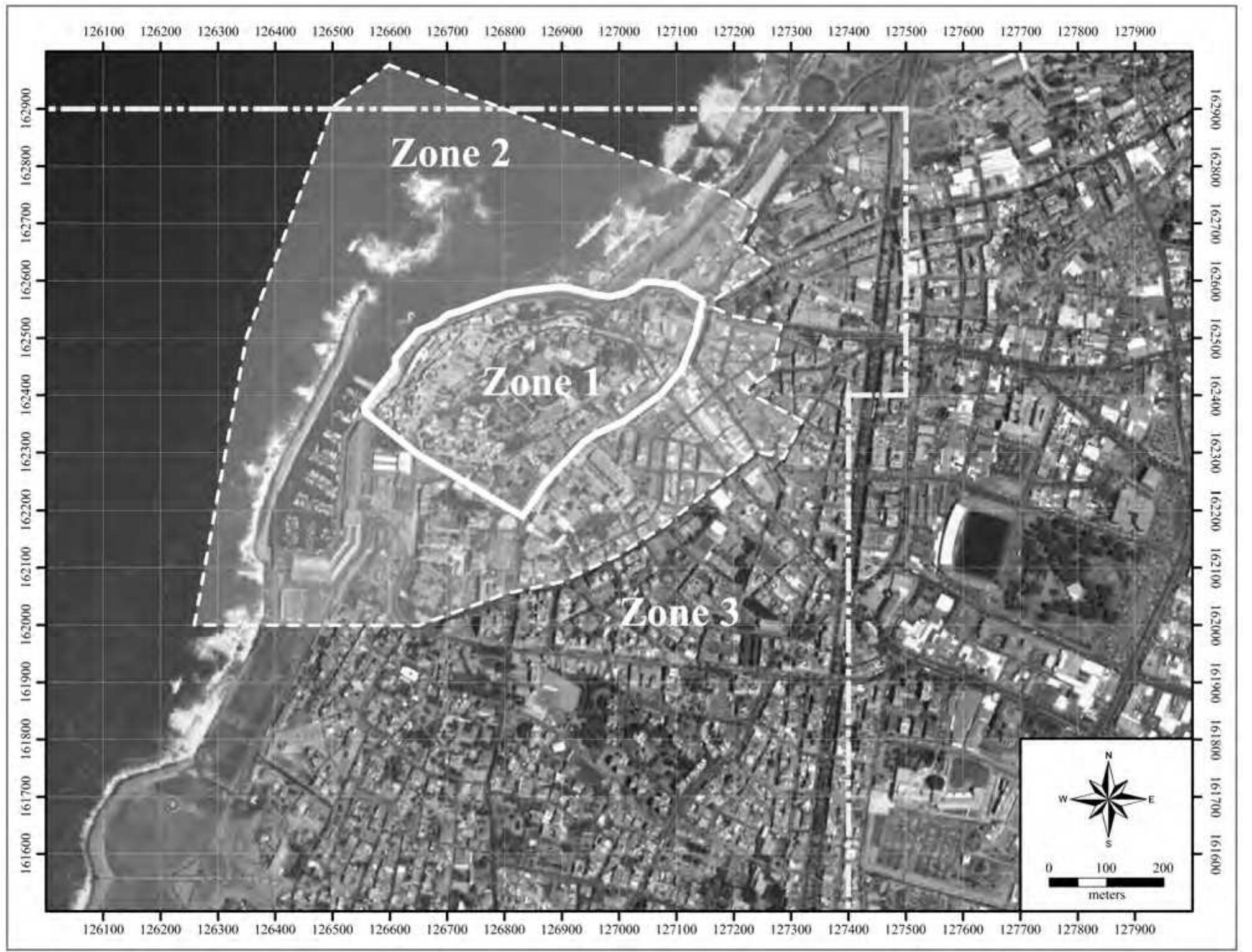 1. satellite image showing archaeological zones of jaffa.