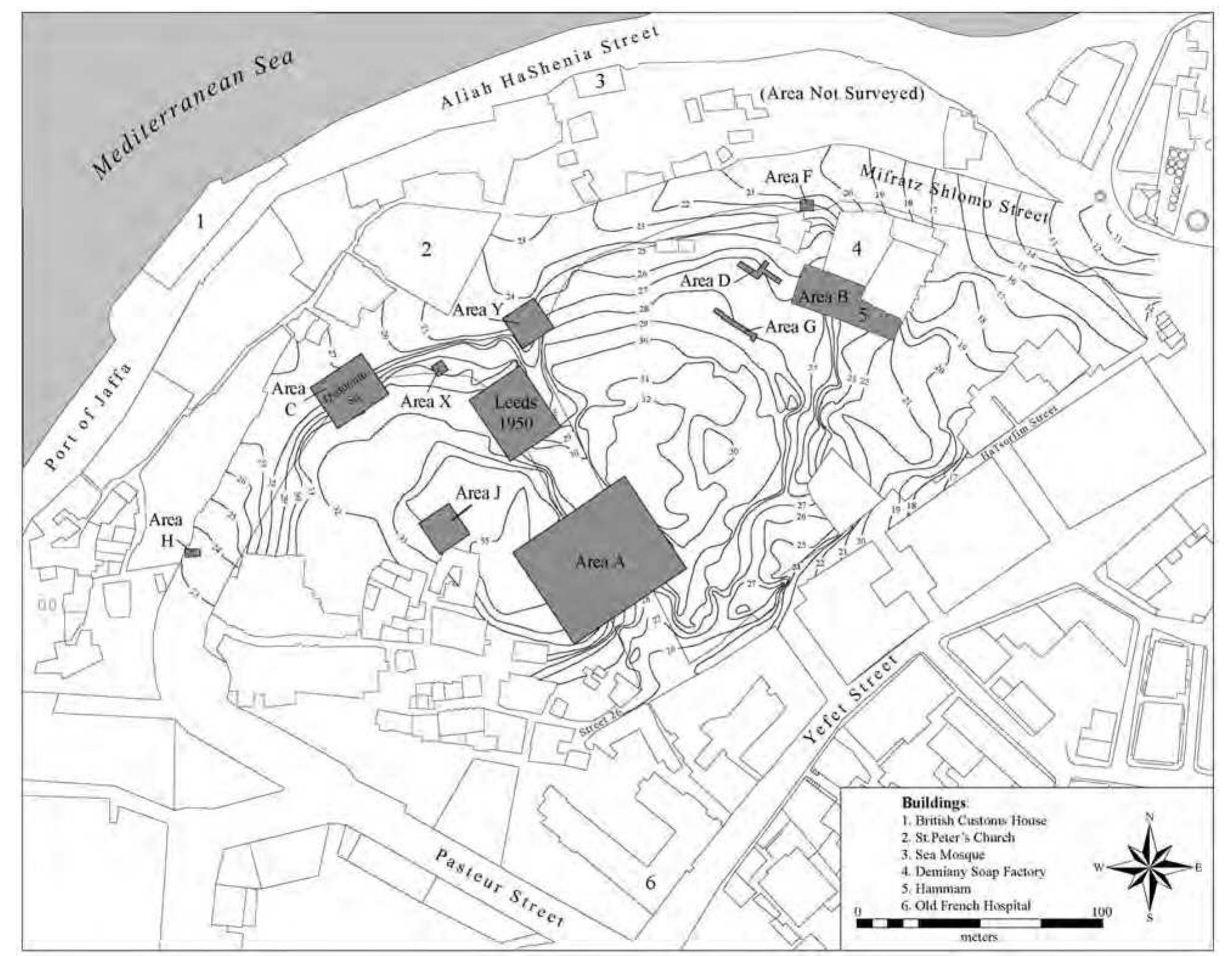 1. map of jaffa showing locations of excavation areas b