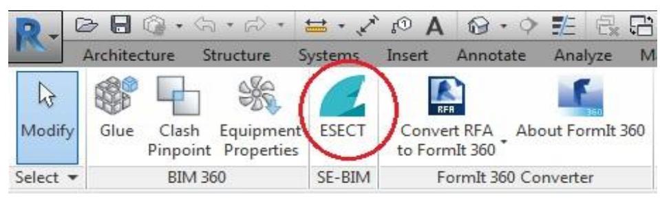 Esect button autodesk’s revit opening screen