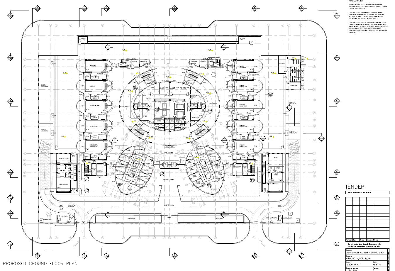 16 showing ground floor plan of abu dhabi autism centre
