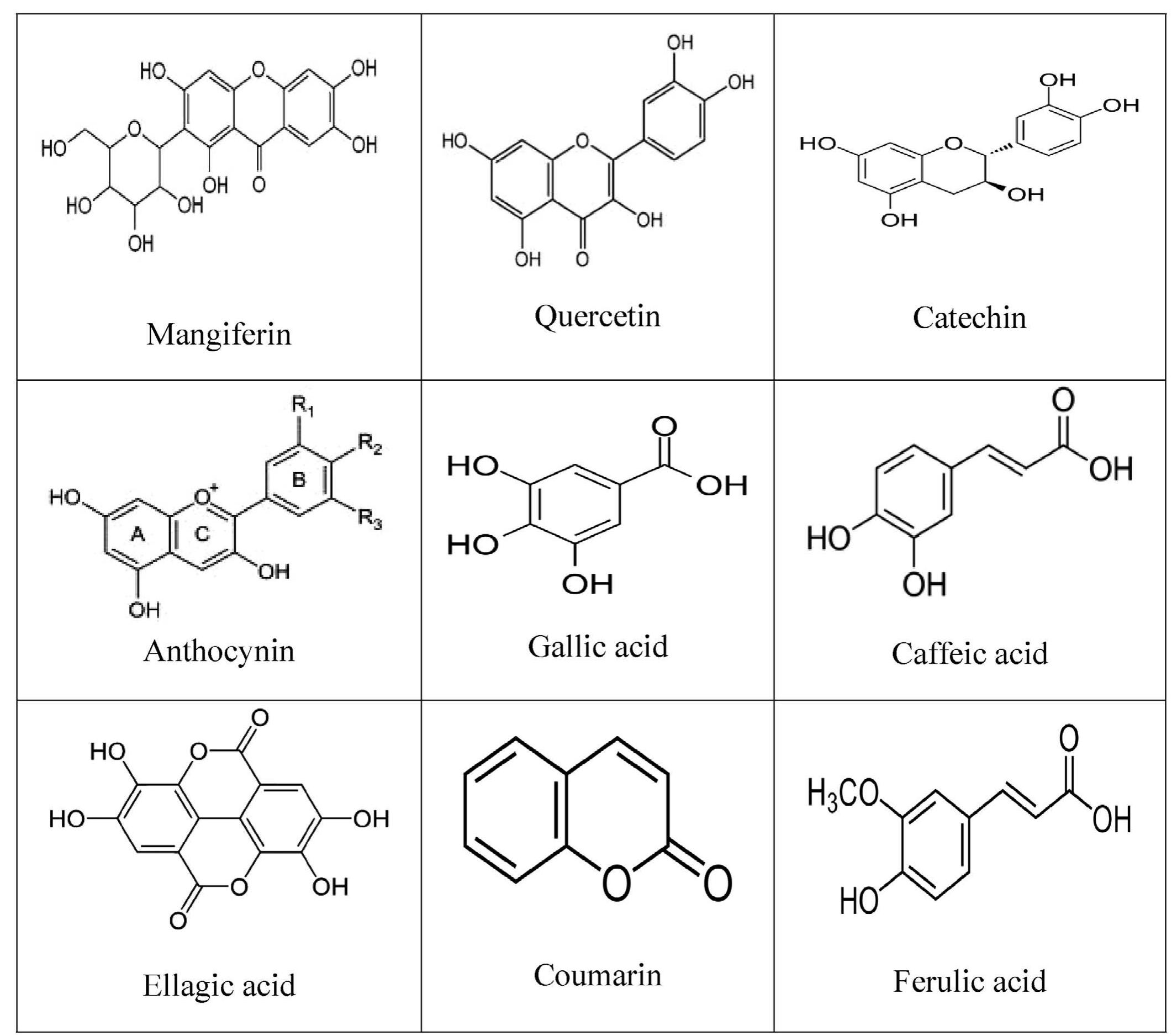 _ chemical structure of major phenolic compounds present in