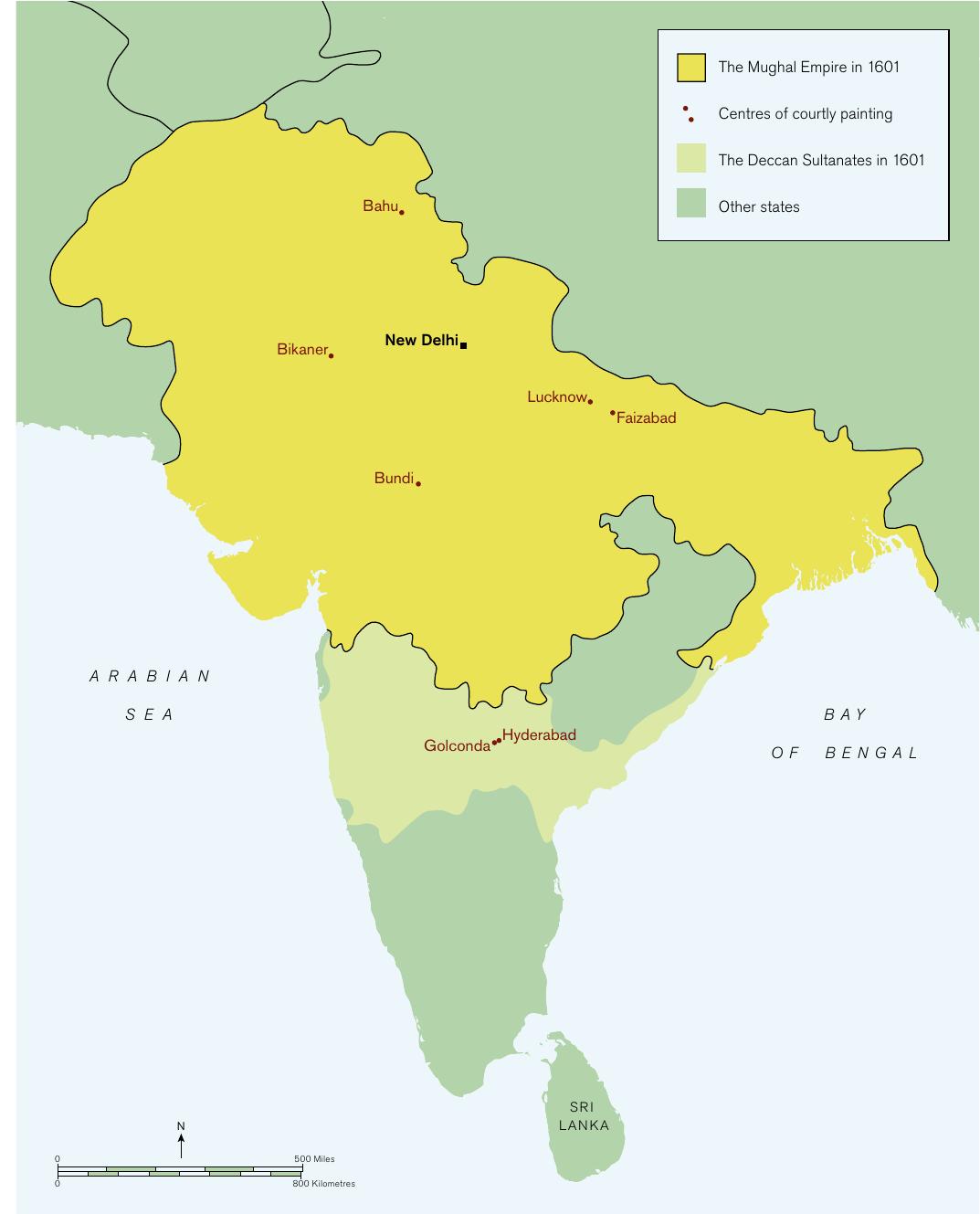 Map illustrating the extent of the mughal empire, deccan