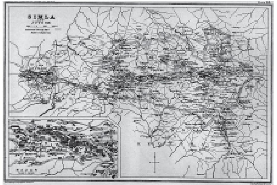 The map below shows simla and its twin cantonment town of