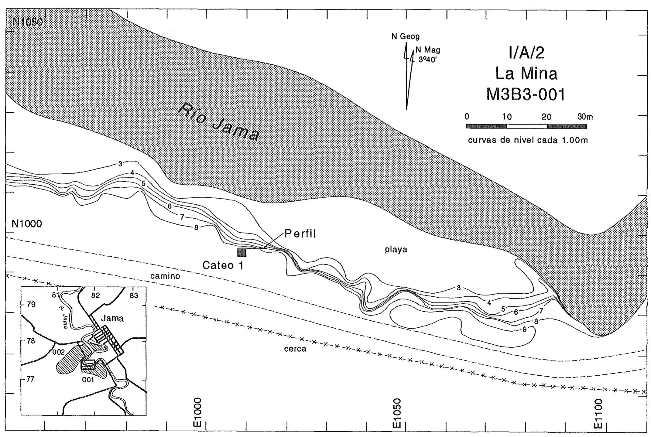 2. topographic map of the la mina site (m3b3-001).—figura