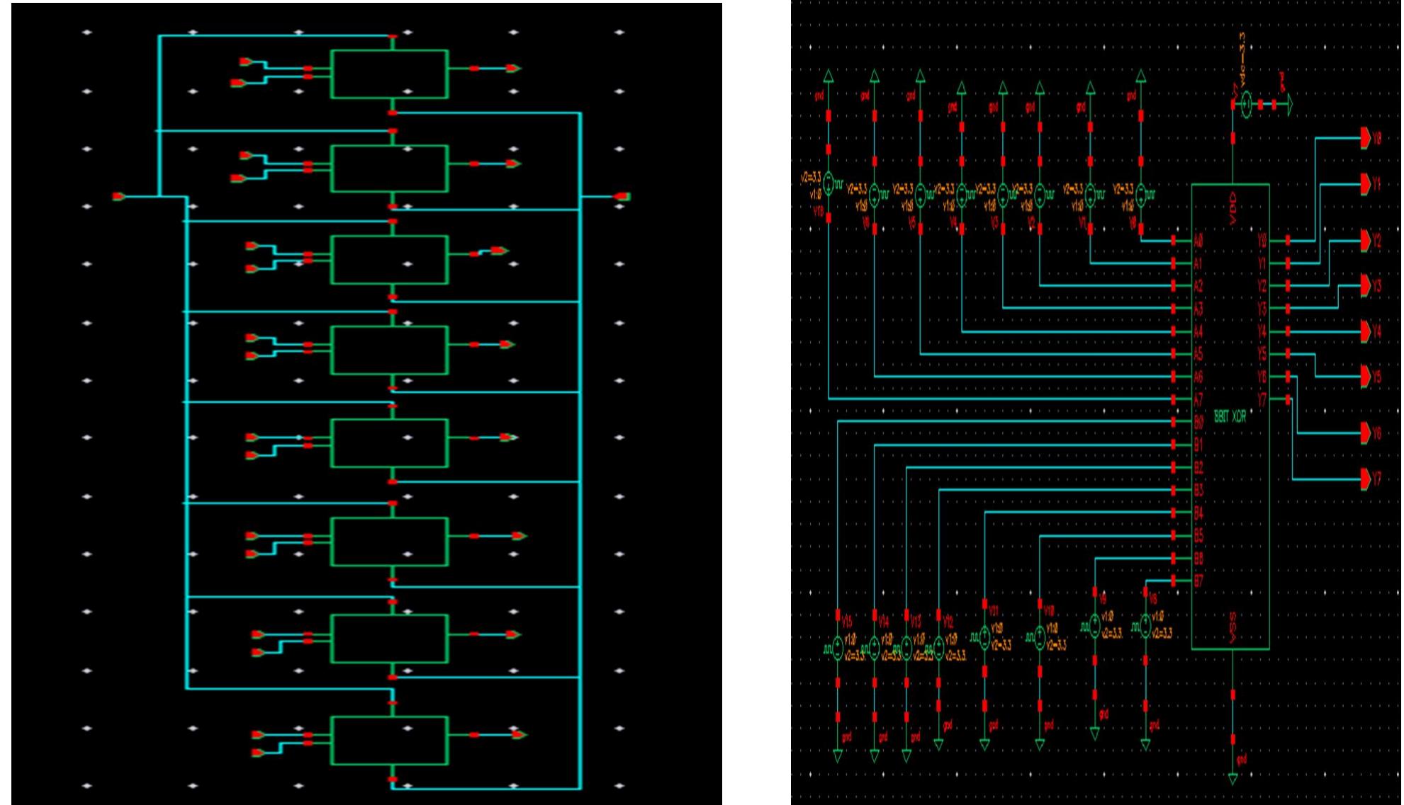 8-bit xor testbench fig 45: 8-bit xor schematic