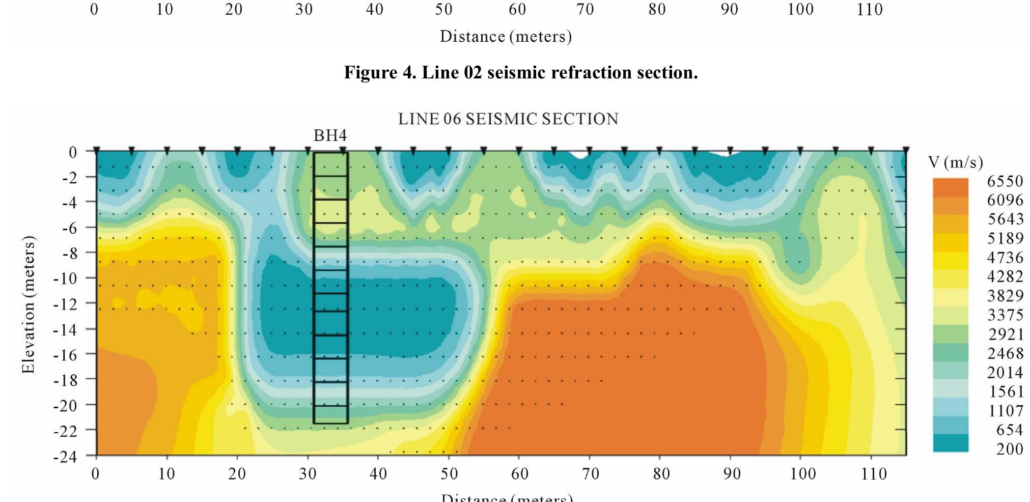 Line 01 seismic refraction section.
