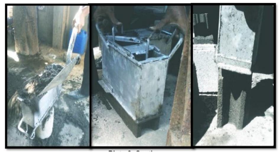 The casting of the mortarless interlocking hollow blocks the