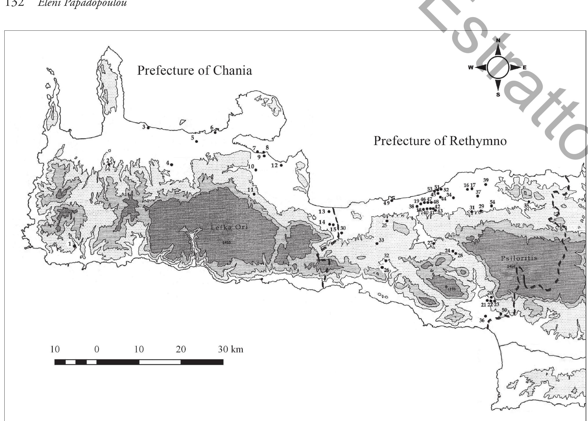 Map of west crete with indication of lm ii burial sites. 1