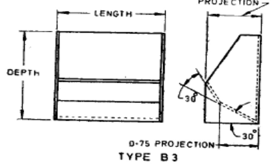 Type b3 standard bucket dimensions dimensions for type b3