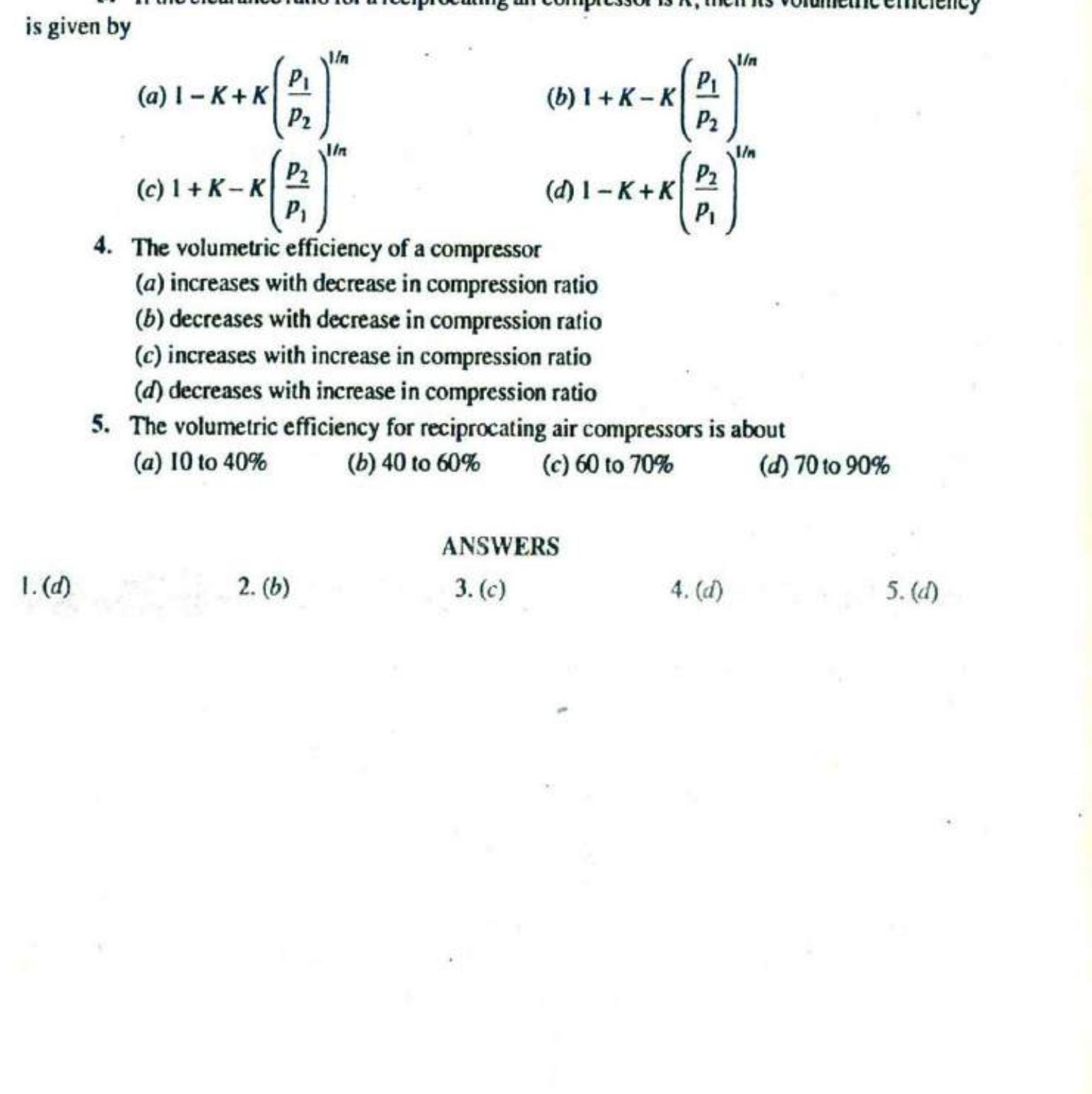 Table 1 - Rotary compressors