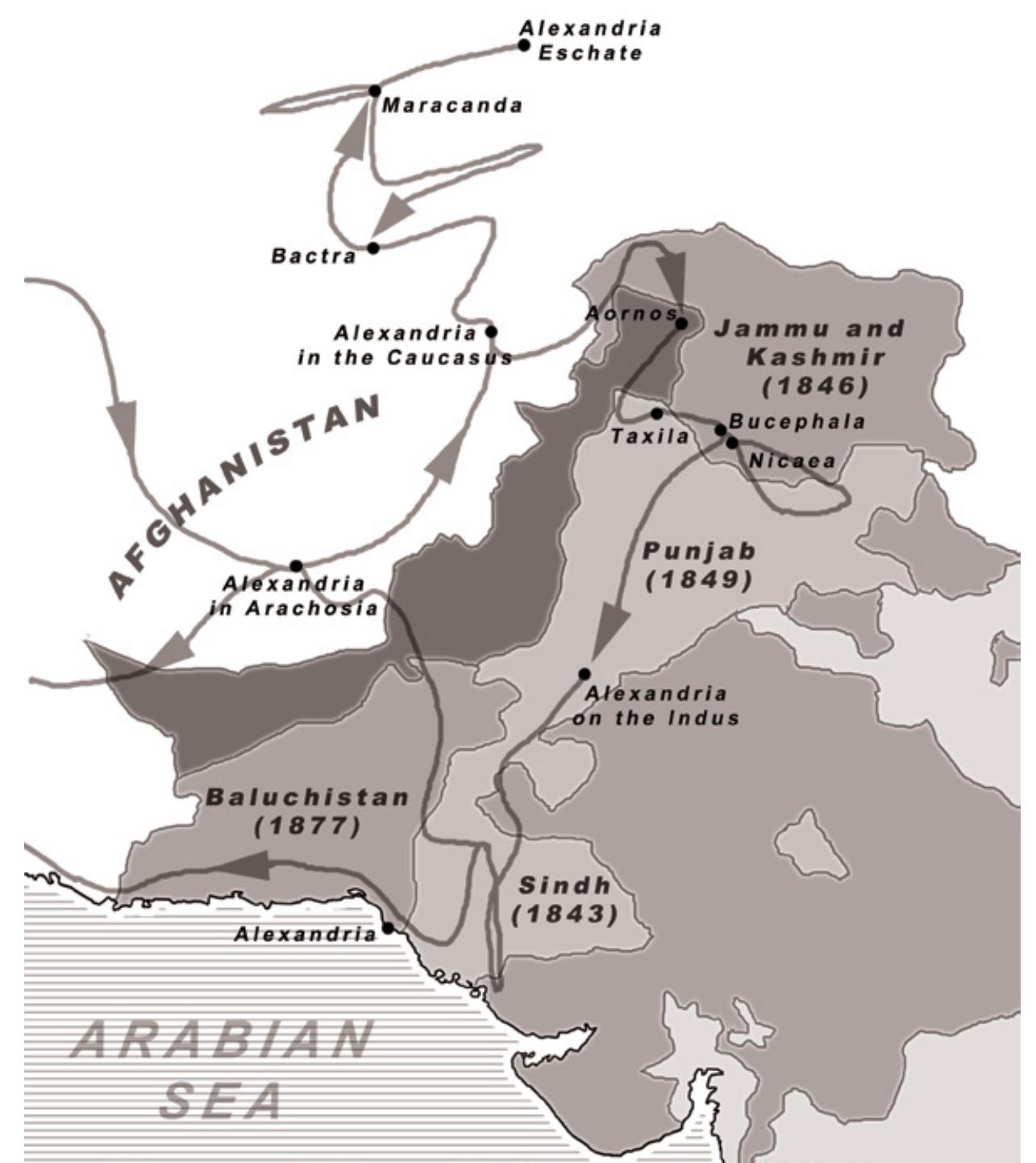 Map showing the british expansion into the north-western