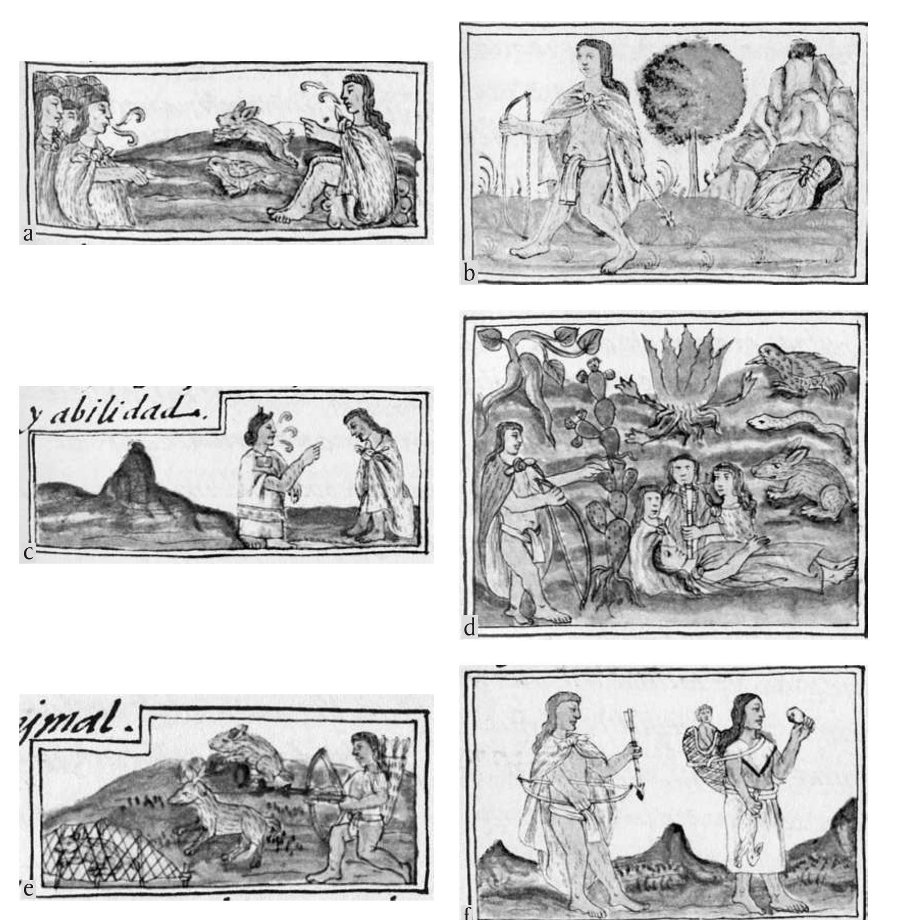 3 representations of different types of chichimeca in the