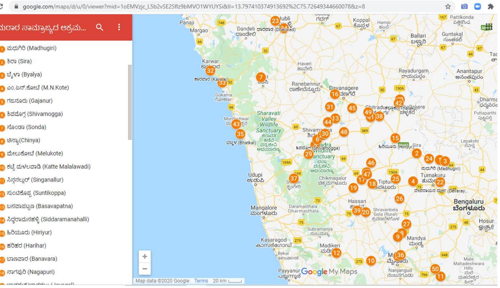 Here’s a map tracing fifty hindu towns & temples of