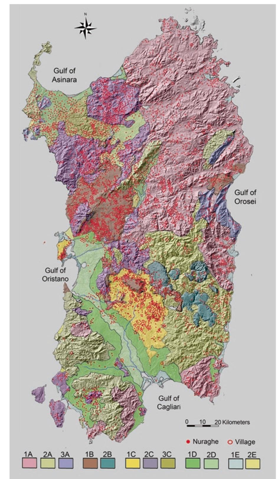 Plate 10 geomorphologic units map of sardinia, italy, and