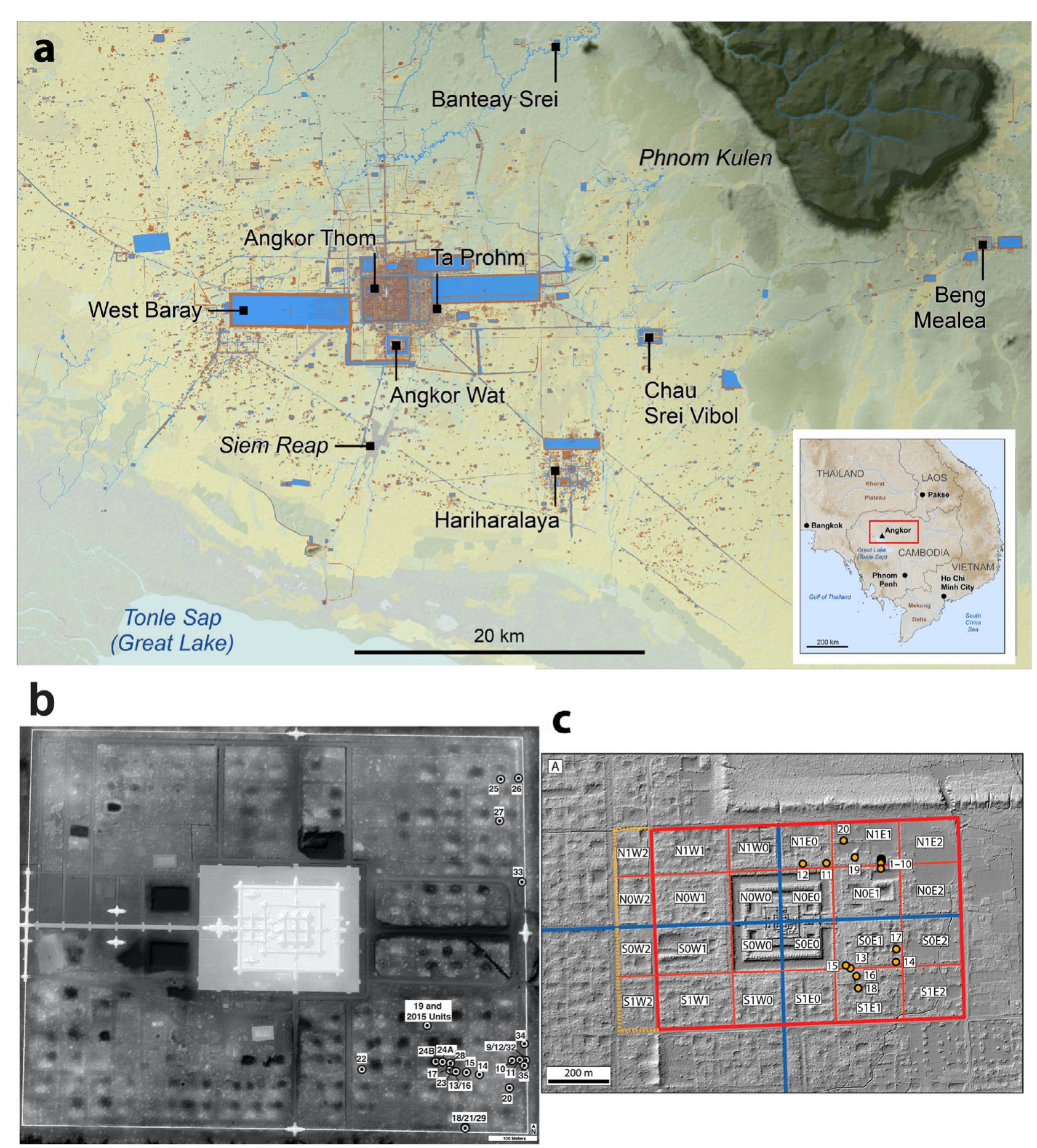 ‘ig. 1. a- map showing the location of major temples and