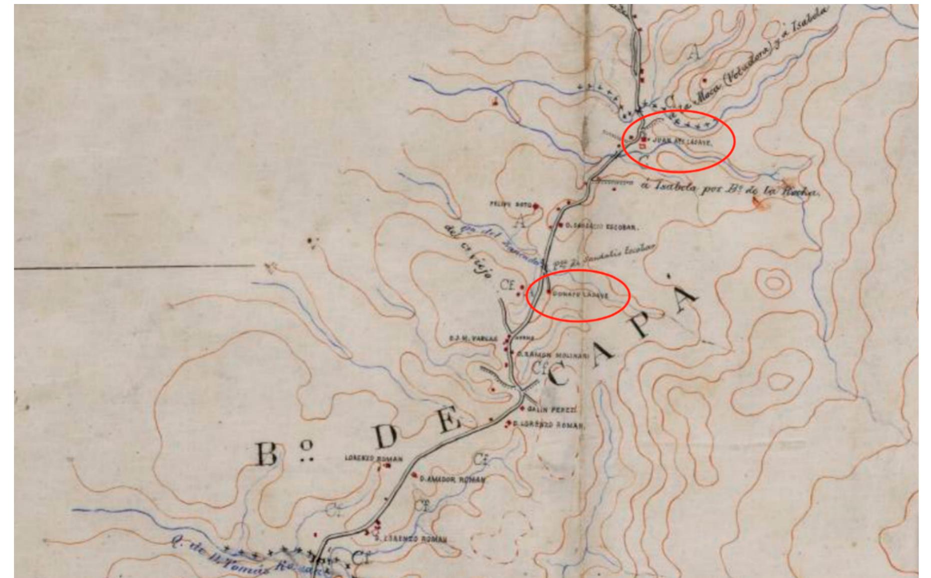 Map of barrio capa, moca: in this 1901 military map, the